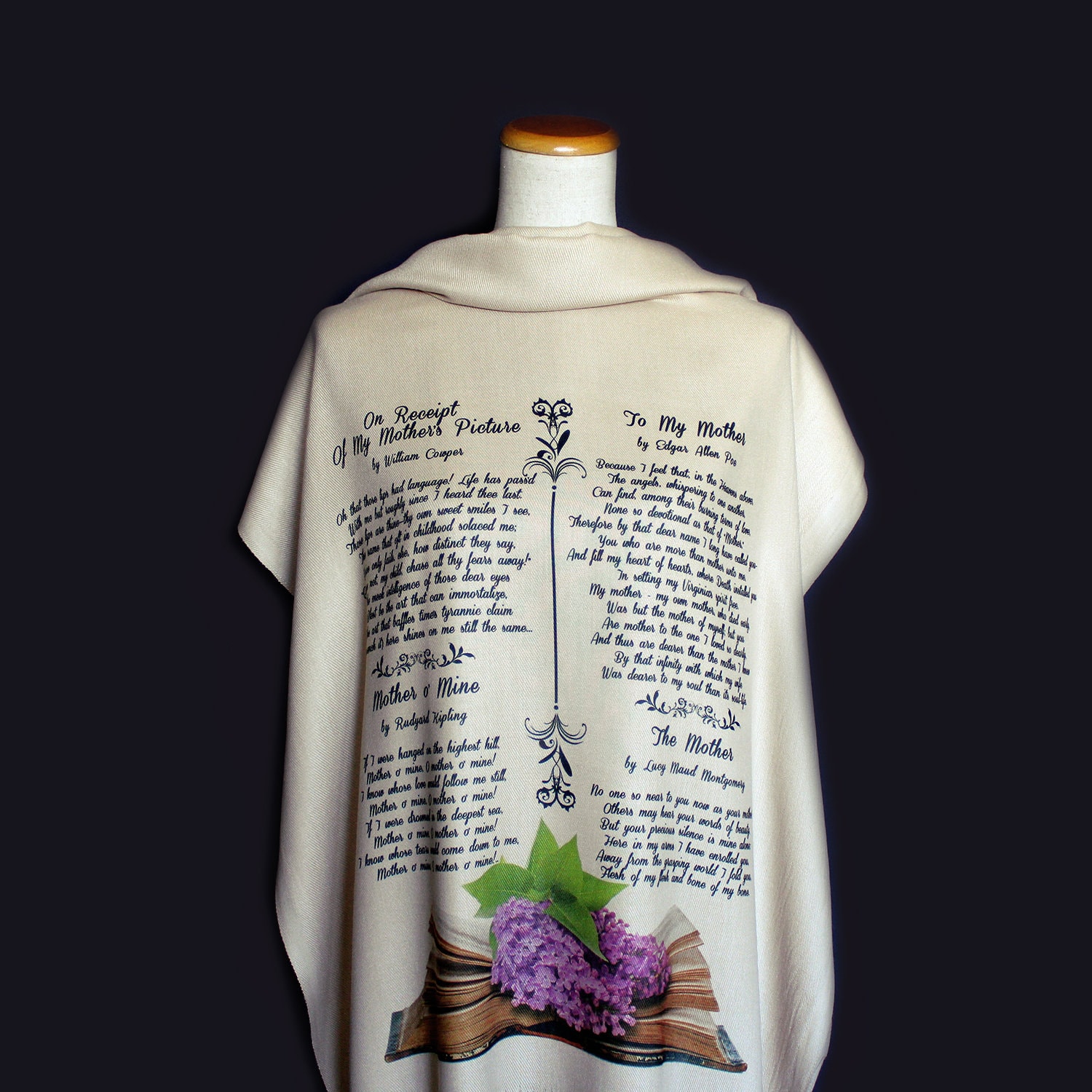 Scarf With Poems About Mother. Mother's Day Scarf. | Etsy