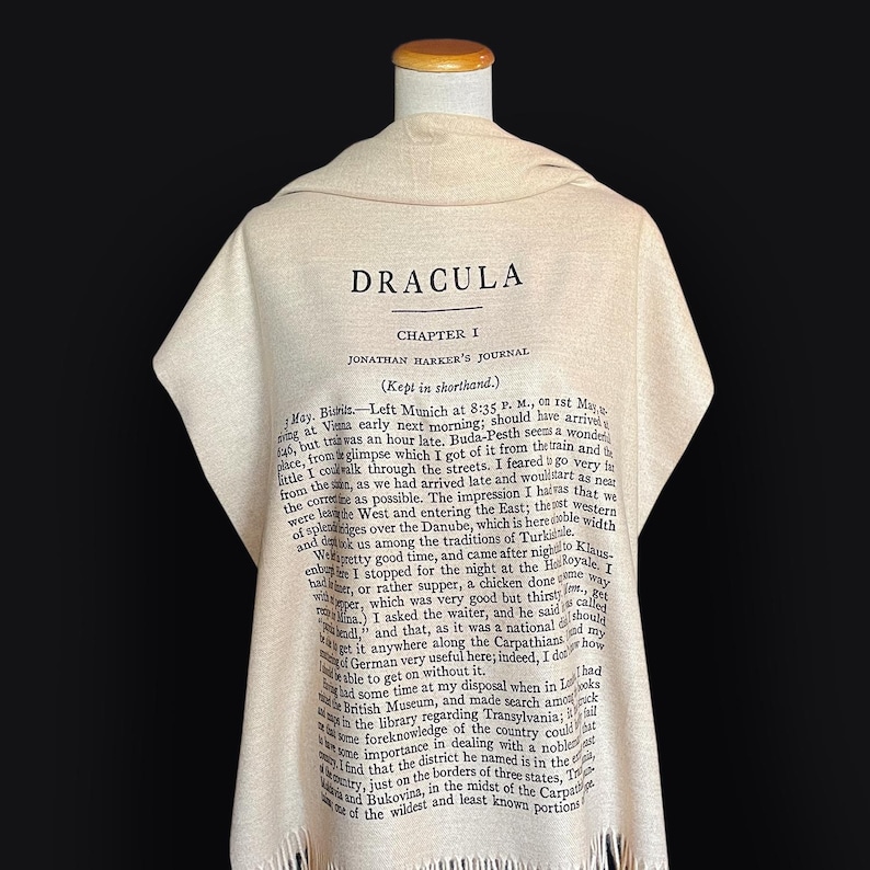 Dracula Scarf Shawl Wrap, Gothic Horror Literary Gift, Cozy Wool Scarf ...