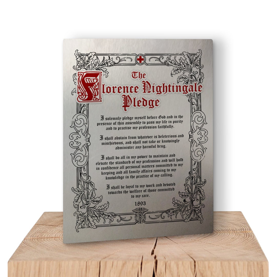 Florence Nightingale Pledge Wall Art Metal Panel. Literary Wall Art ...