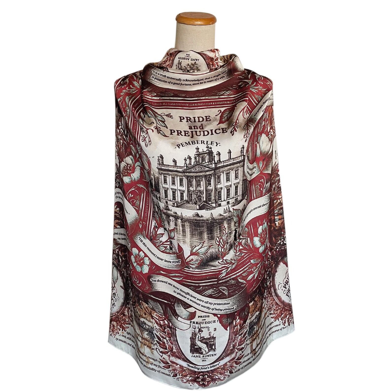 Pride and Prejudice by Jane Austen Square Satin Scarf. Neck Scarf ...
