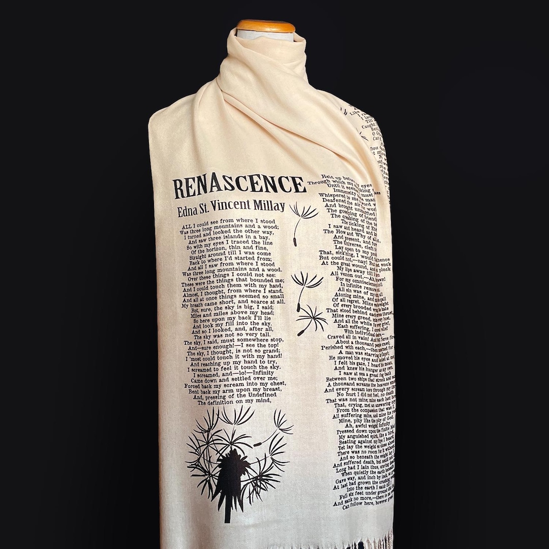 Renascence by Edna St. Vincent Millay Scarf, Literary Shawl, Book Lover ...