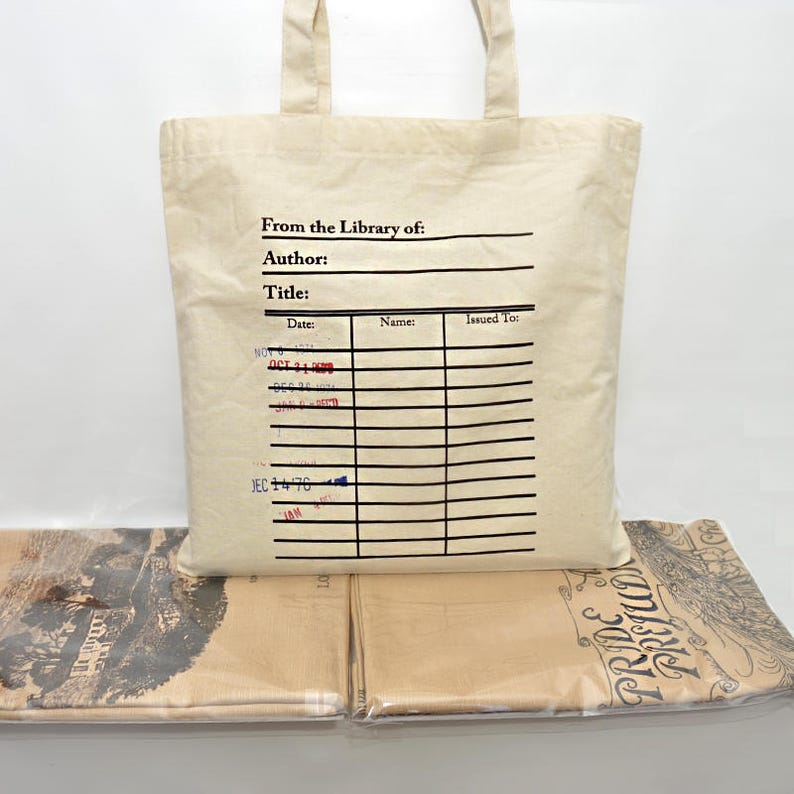 Library Card Tote Bag. Library Card With Day Due Stamps Handbag. Book ...