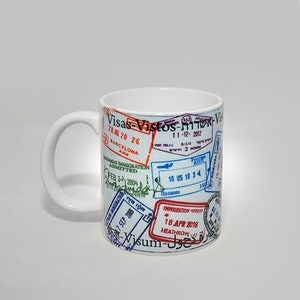 Traveler Mug. Coffee Mug With Passport Stamps, Flight Attendant Gift ...