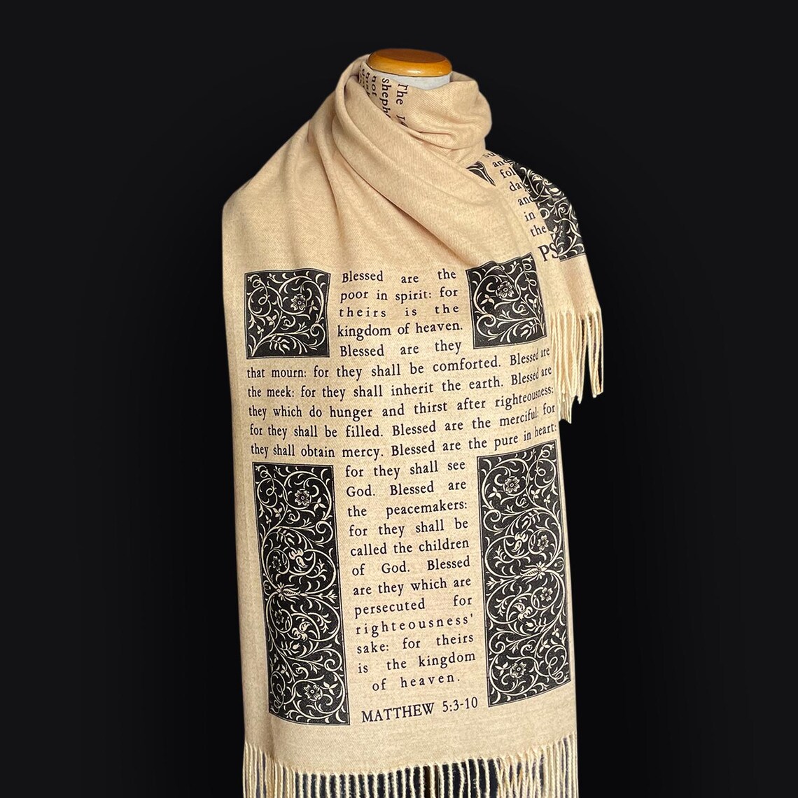 Christian Bible Verse Scarf – Psalm 23 and the Beatitudes Matthew 5:3 ...