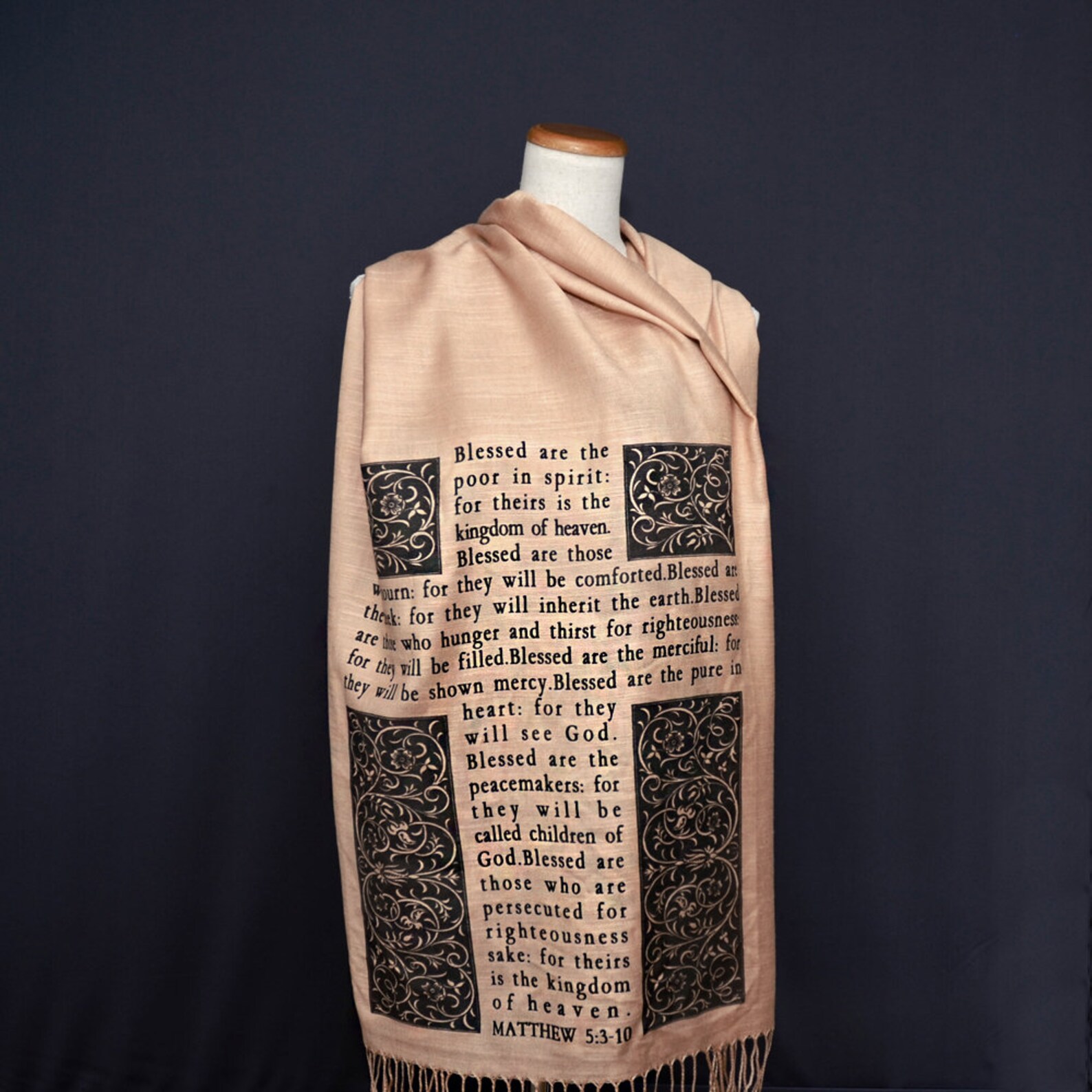 Christian Bible Verse Scarf (psalm 23 and the Beatitudes in Matthew 5:3 ...