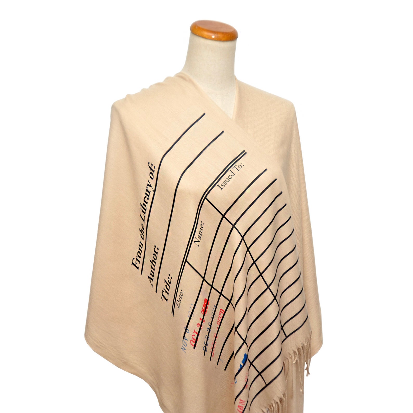 Library Card Scarf With Day Due Stamps. Book Scarf. Library | Etsy