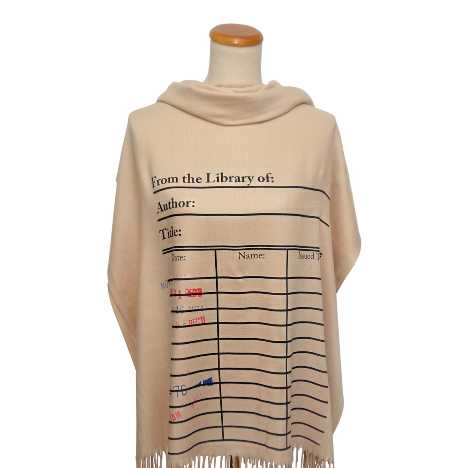 Library Card Scarf With Day Due Stamps. Book Scarf. Library | Etsy