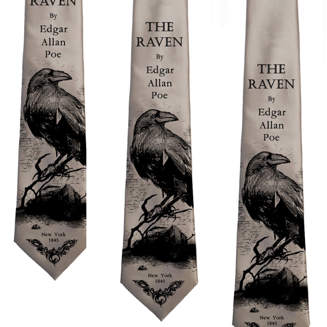 The Raven Necktie, Book Necktie, the Raven by Edgar Allan Poe Tie ...