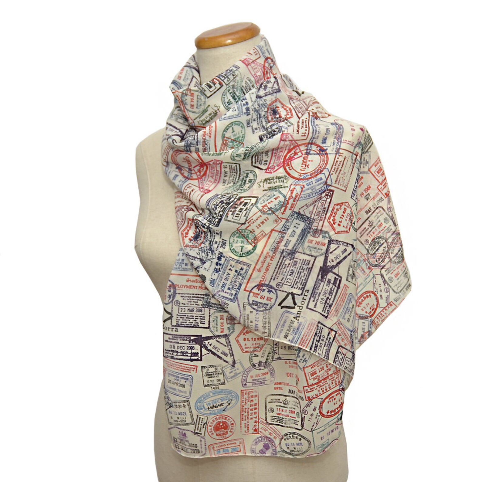 Traveler Chiffon Scarf.light Chiffon Scarf With Passport Stamps.flight ...