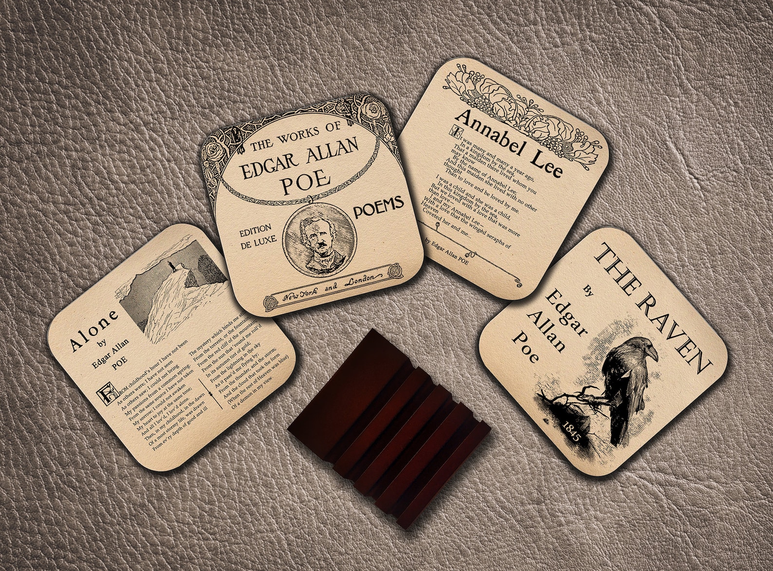 4 Coasters With Famous Poems by Edgar Allan Poe. Set of Coffee Mug ...