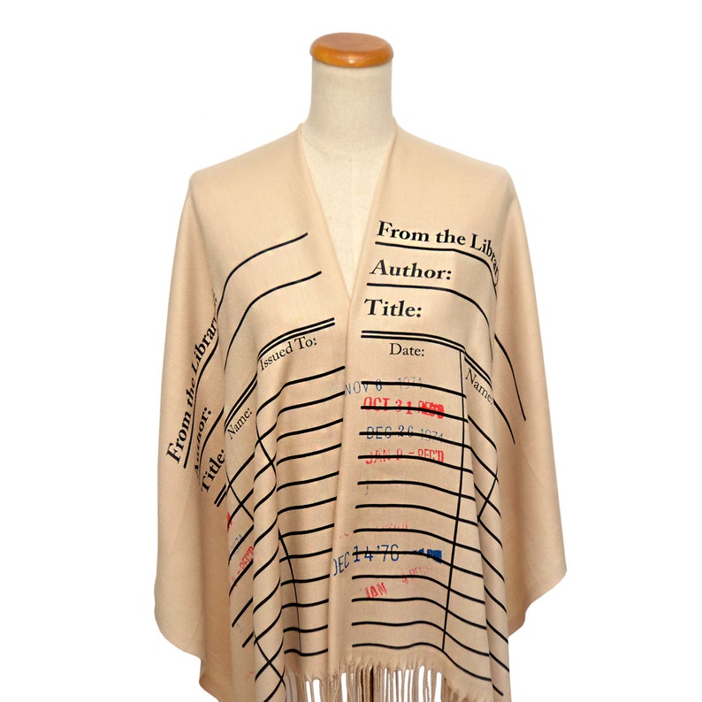 Library Card Scarf With Day Due Stamps. Book Scarf. Library | Etsy