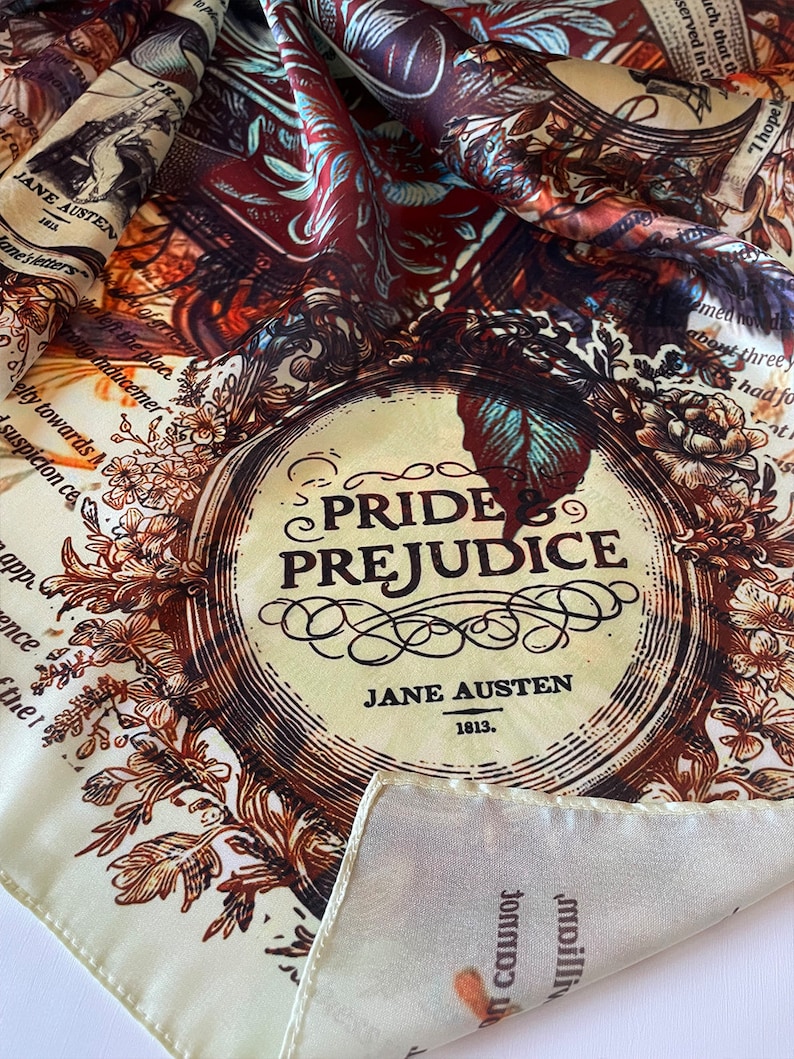 Pride and Prejudice by Jane Austen Square Satin Scarf. Neck Scarf ...