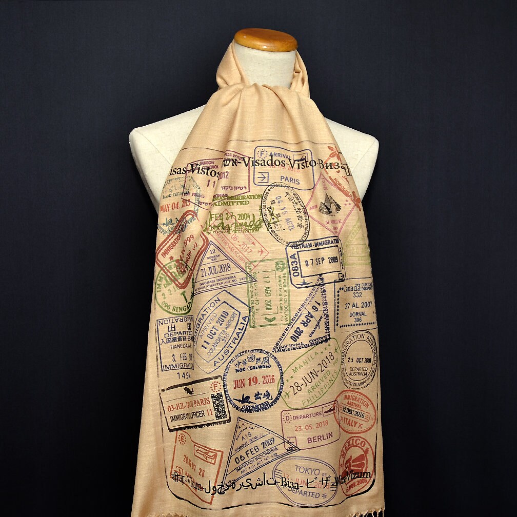 Traveler Scarf Scarf With Passport Stamps Flight Attendant | Etsy