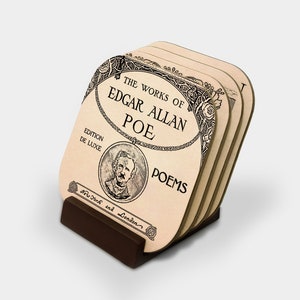 4 Coasters With Famous Poems by Edgar Allan Poe. Set of Coffee Mug ...