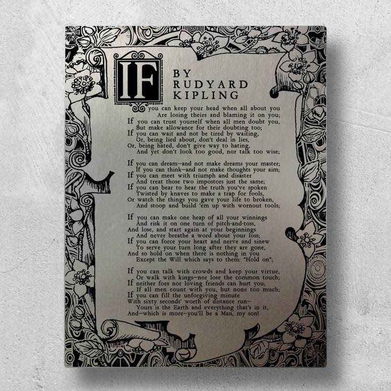 IF by Rudyard Kipling Poem Wall Art Metal Panel. Rudyard Kipling Poetry ...