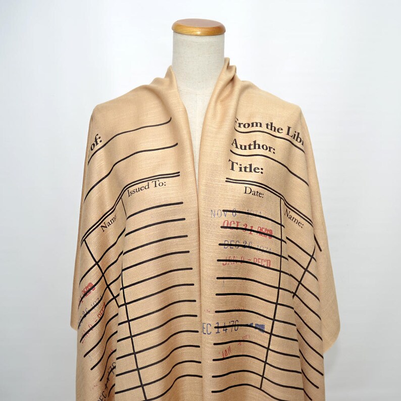 Book Scarf. Library Scarf. Library Card Scarf With Day Due - Etsy