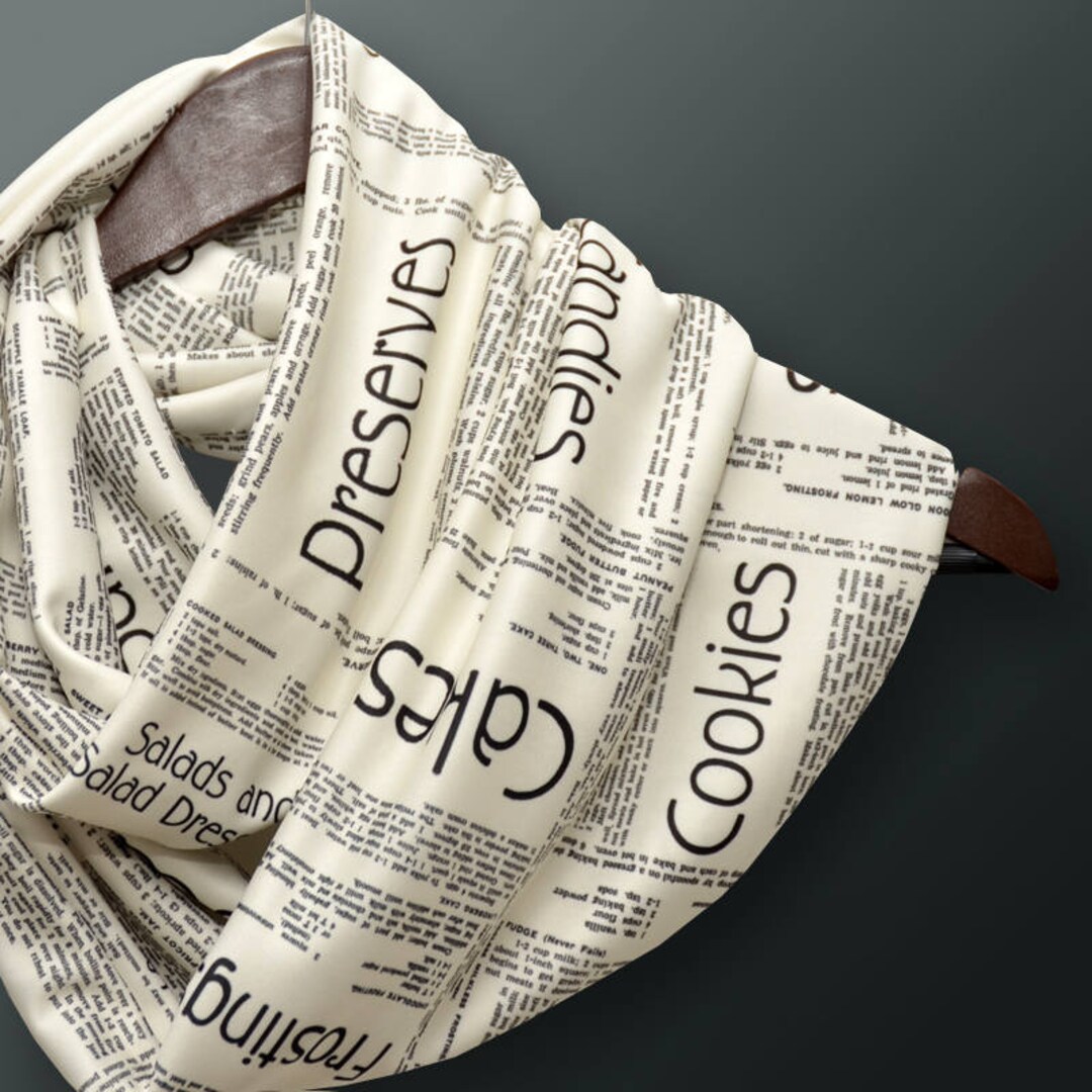 Recipe Infinity Scarf, Cooking Scarf, Cookbook Scarf, Cooking Book ...