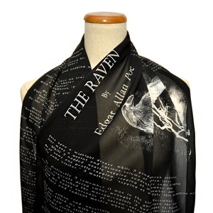 The Raven by Edgar Allan Poe Chiffon Scarf. Black Scarf, Goth Scarf ...