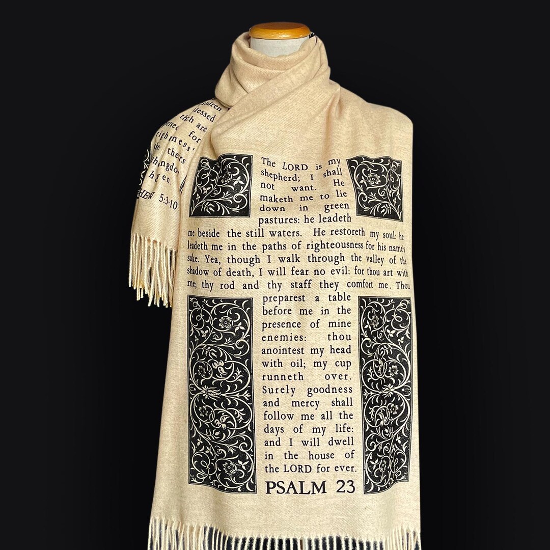 Christian Bible Verse Scarf – Psalm 23 and the Beatitudes Matthew 5:3 ...