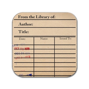 Set of Library Card Coasters With Stand. 4 Coffee Mug Coasters With ...