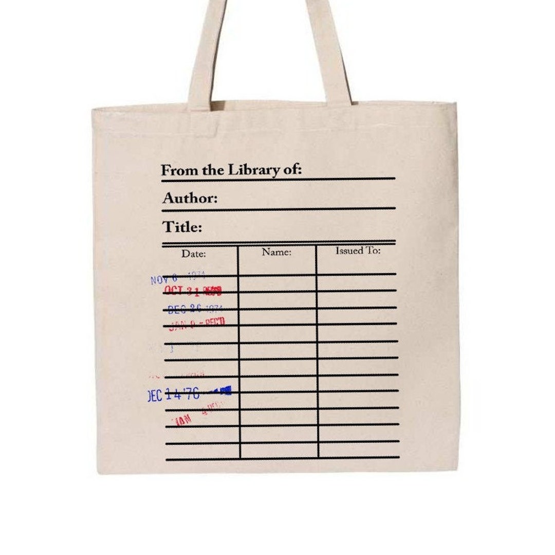 Library Card Tote Bag. Library Card With Day Due Stamps Handbag ...