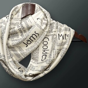 Recipe Infinity Scarf, Cooking Scarf, Cookbook Scarf, Cooking Book ...