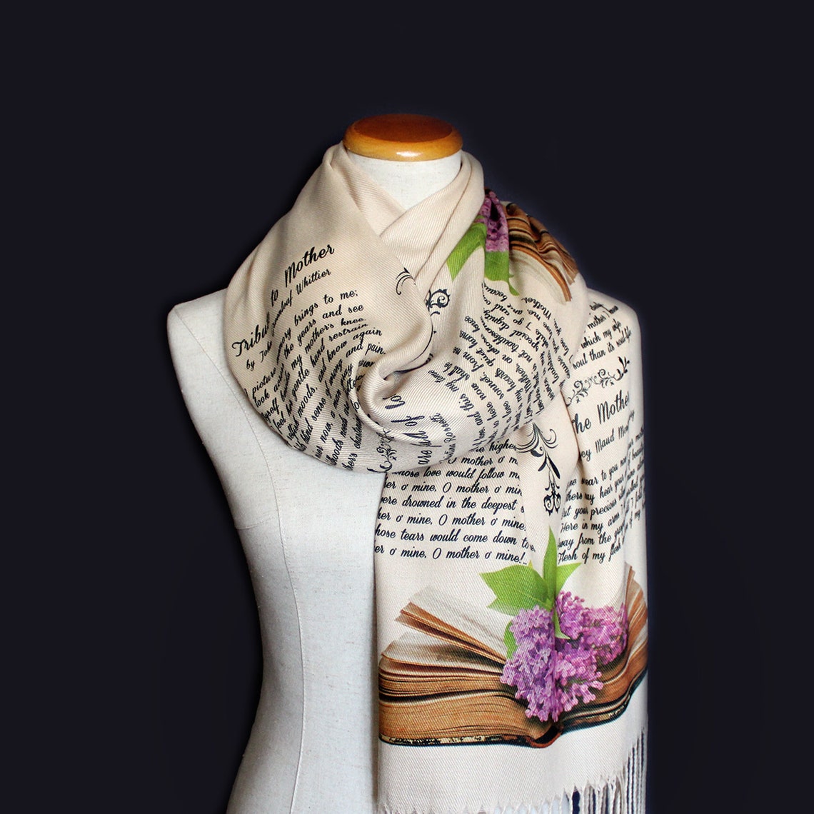 Scarf With Poems About Mother. Mother's Day Scarf. | Etsy