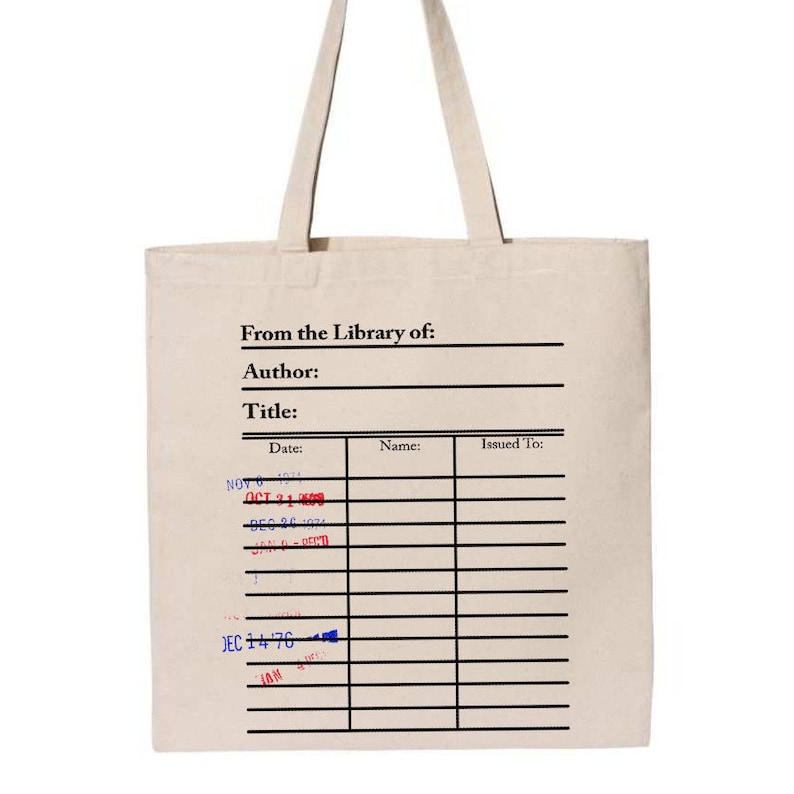 Library Card Tote Bag. Library Card With Day Due Stamps Handbag ...