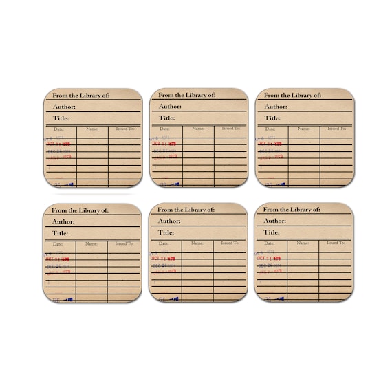 Set of Six Library Card Coasters. 6 Coffee Mug Coasters With - Etsy