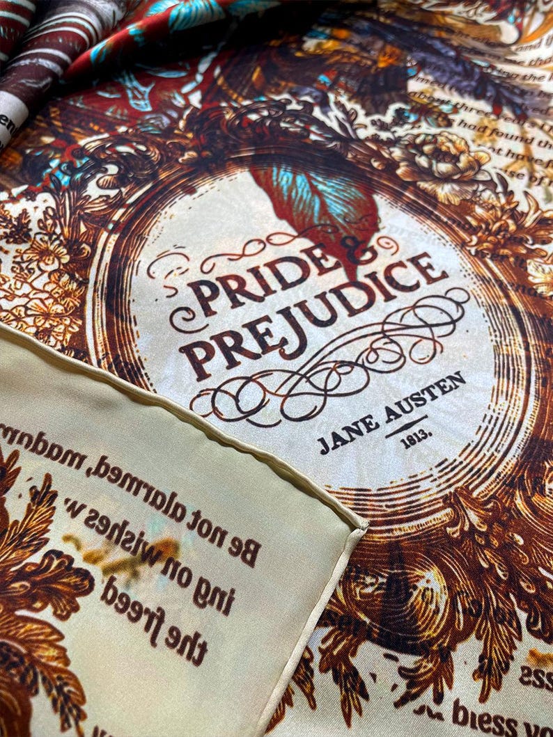 Pride and Prejudice by Jane Austen Silk Scarf - 100% Mulberry Silk ...