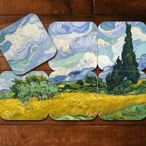 Wheat Field With Cypresses by Vincent Van Gogh Coasters. 6 Coasters ...