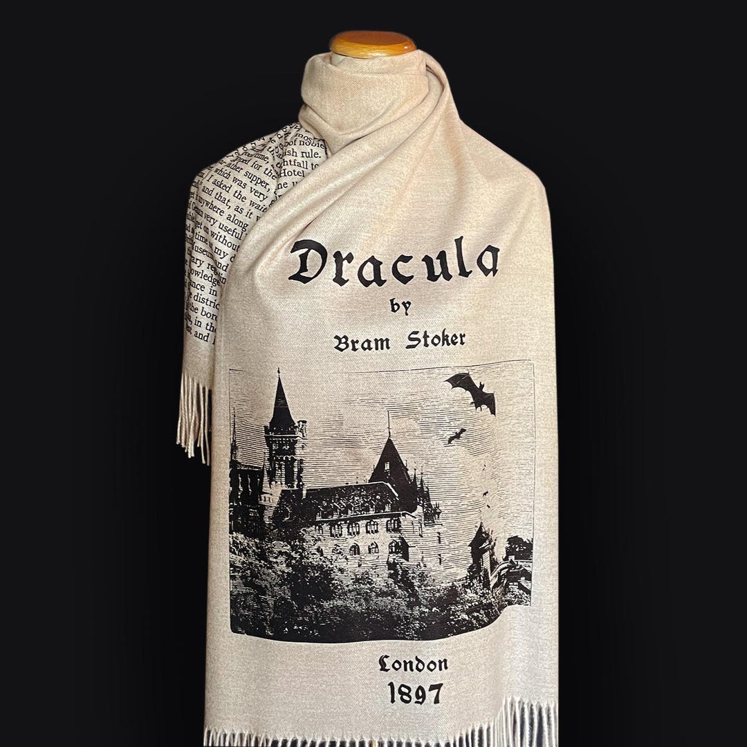 Dracula Scarf Shawl Wrap, Gothic Horror Literary Gift, Cozy Wool Scarf ...