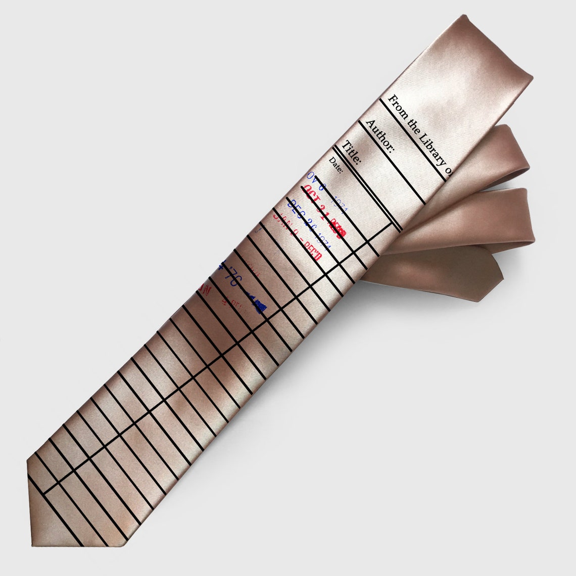 Library Card Necktie, Book Necktie, Literary Gift for Men - Etsy