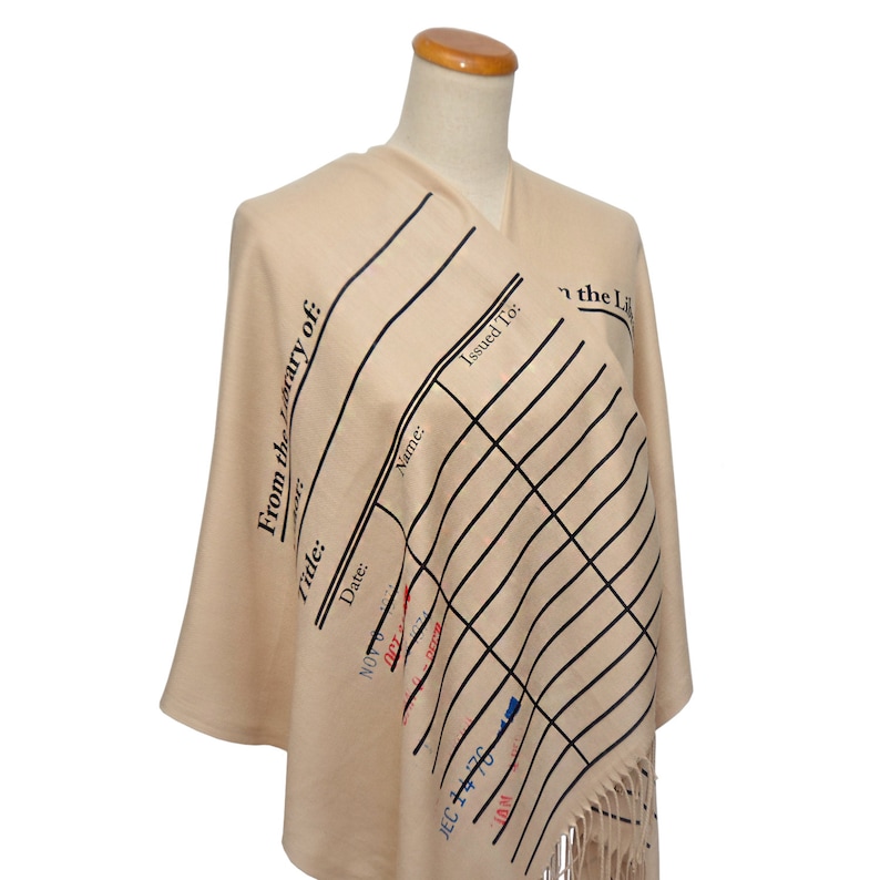 Library Card Scarf With Day Due Stamps. Book Scarf. Library | Etsy