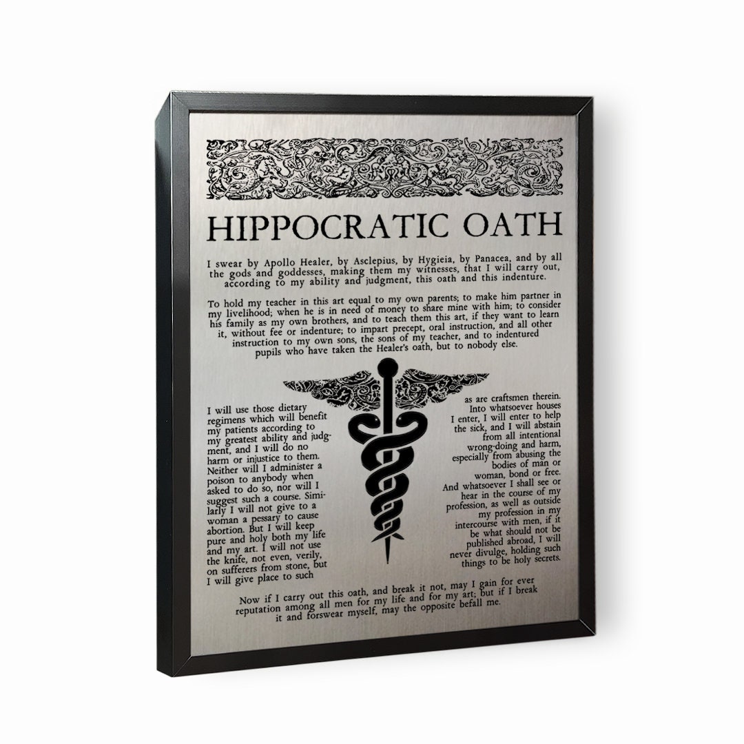 Hippocratic Oath Wall Art Metal Panel (english Version), Gift for ...