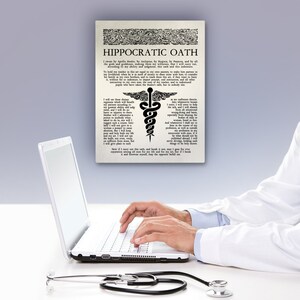 Hippocratic Oath Wall Art Metal Panel (english Version), Gift for ...