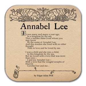 6 Coasters With Edgar Allan Poe Poems. Six Coffee Mug Coasters With ...
