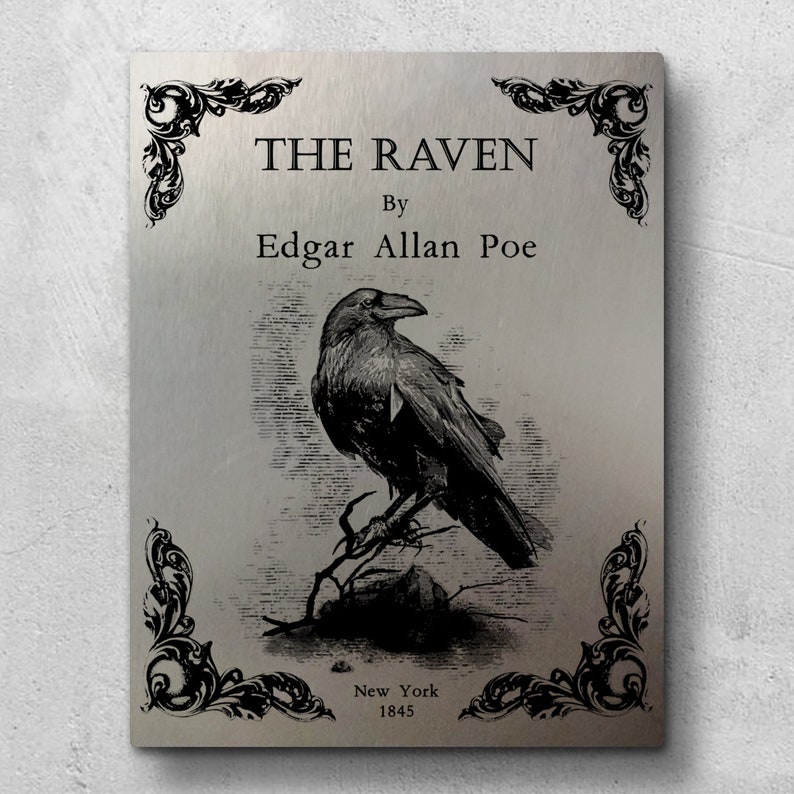 The Raven by Edgar Allan Poe Wall Art Metal Panel. Literary Wall Art ...