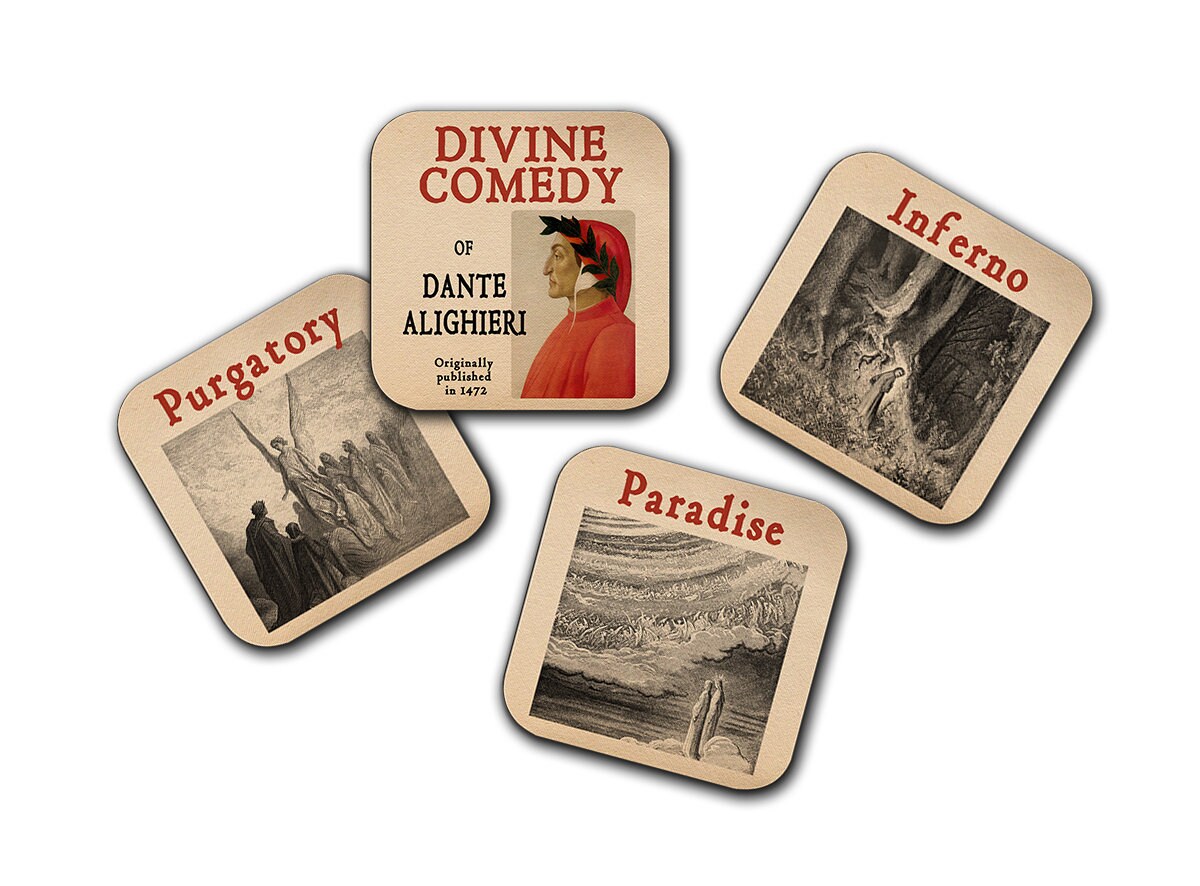 Set of The Divine Comedy coasters with Stand. 4 | Etsy