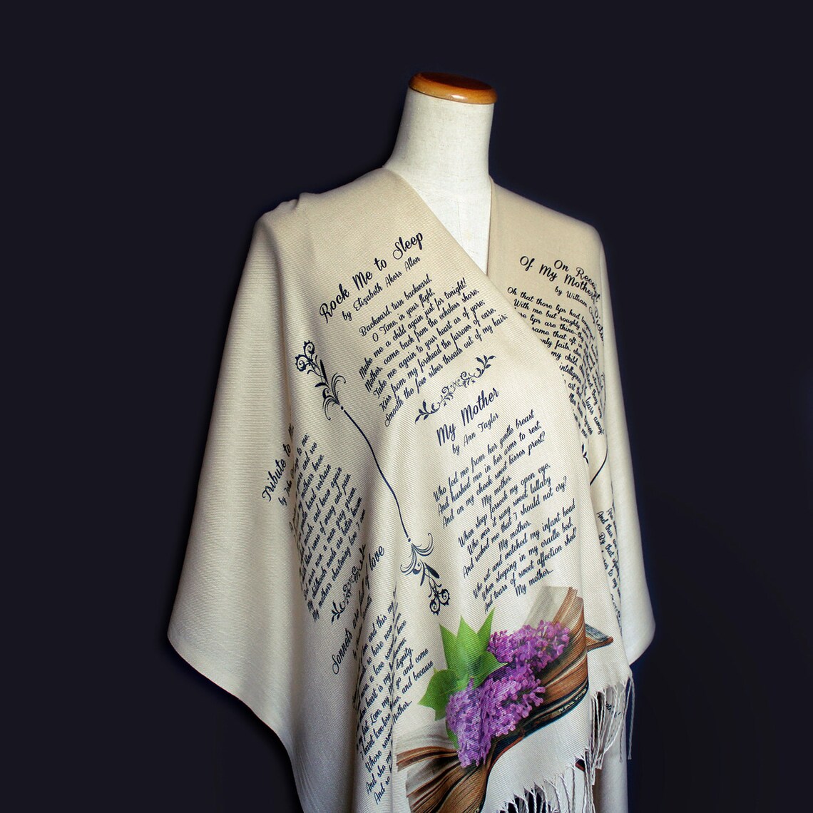 Scarf With Poems About Mother. Mother's Day Scarf. | Etsy