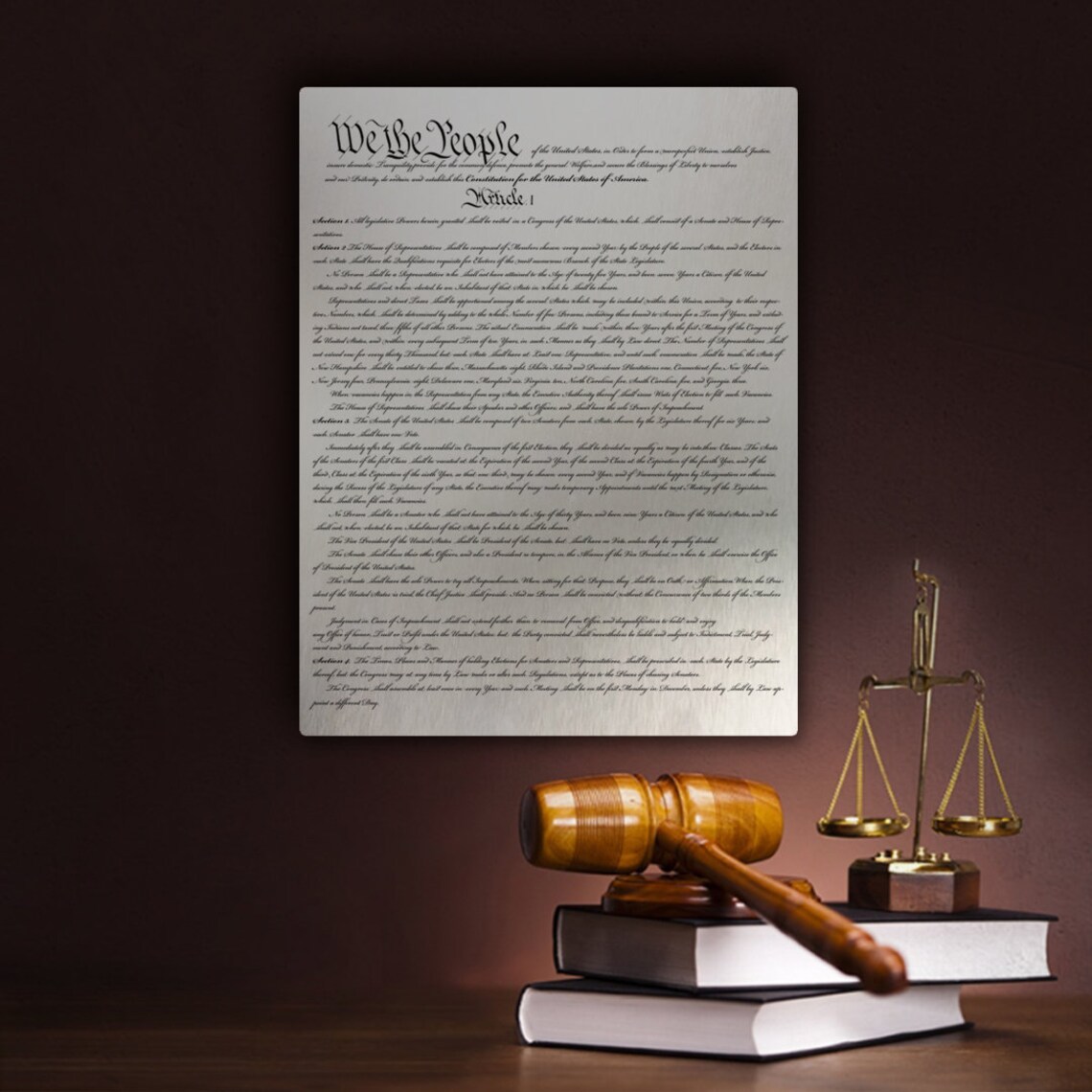 US Constitution Wall Art Metal Panel. the Constitution of the United ...