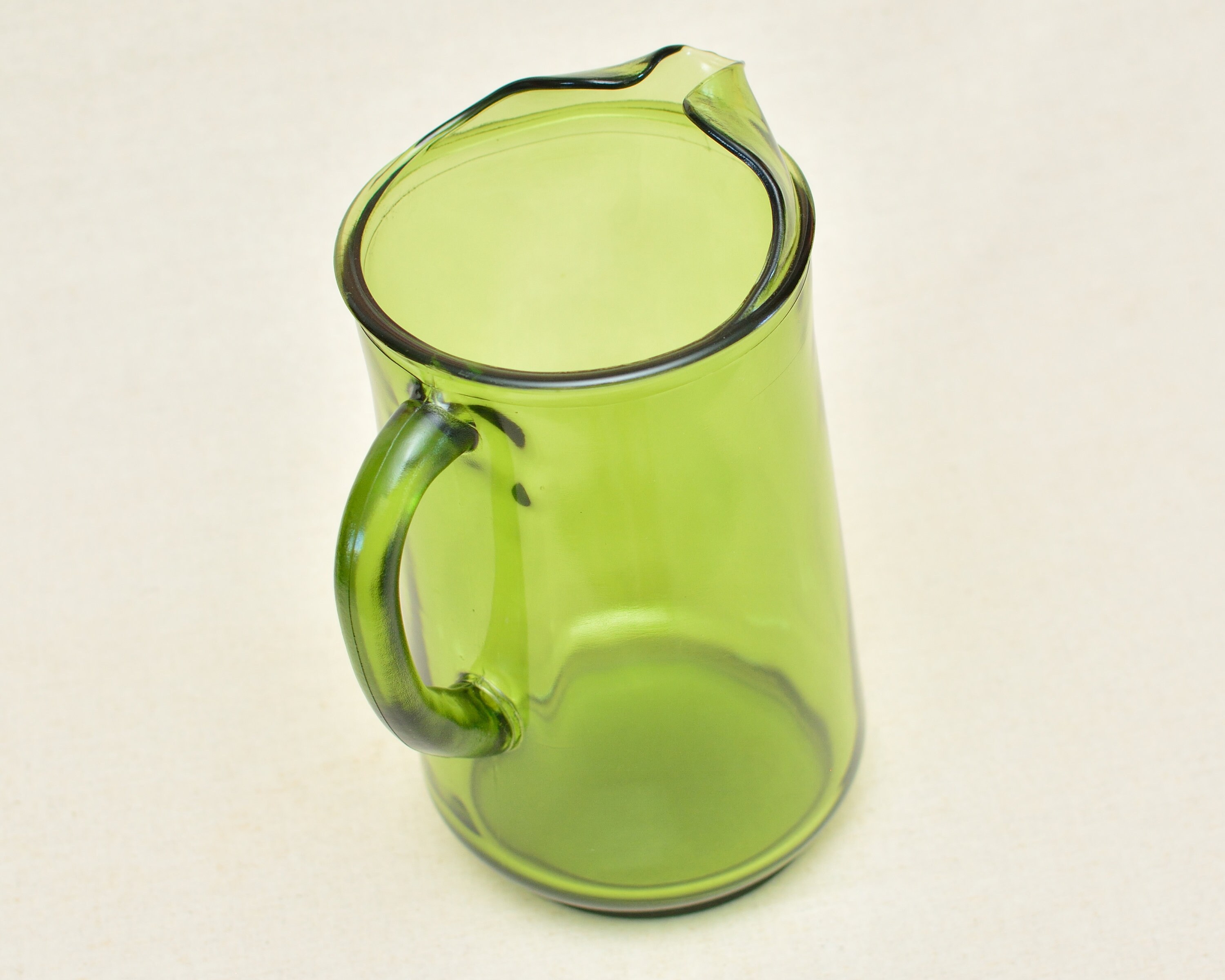 Vintage French Green Glass Pitcher With Solid Handle Lemonade or Juice ...