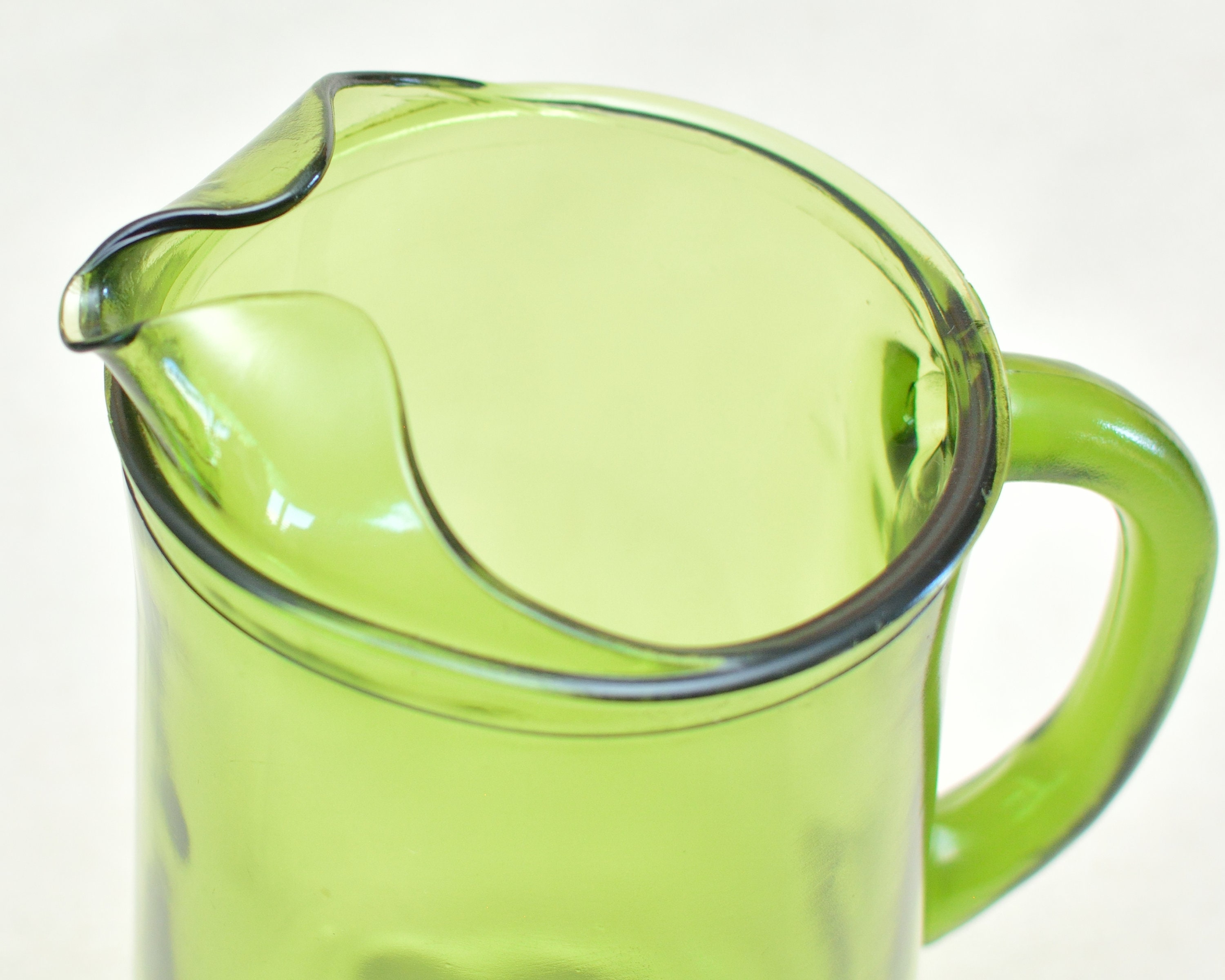 Vintage French Green Glass Pitcher With Solid Handle Lemonade or Juice ...
