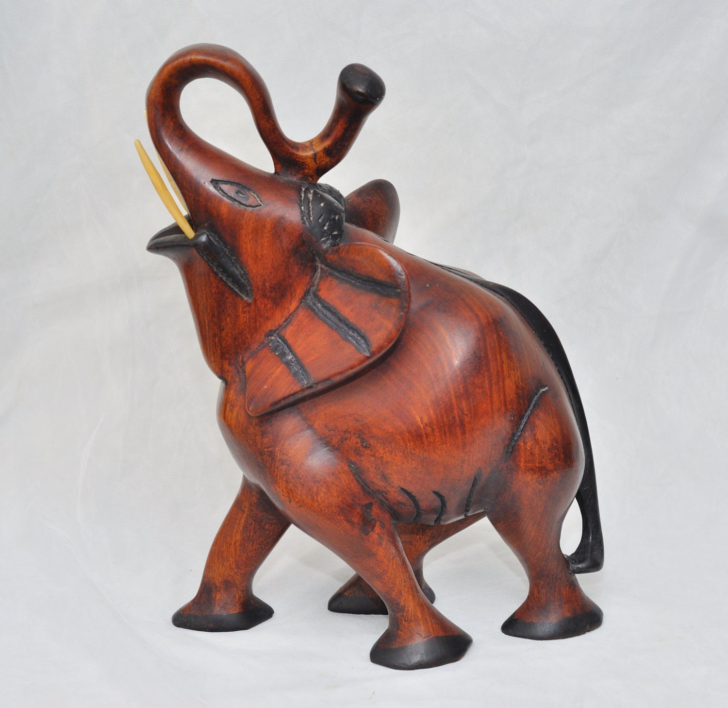 Vintage VERY LARGE Carved Elephant Solid Wood 44 cm 5 kg | Etsy