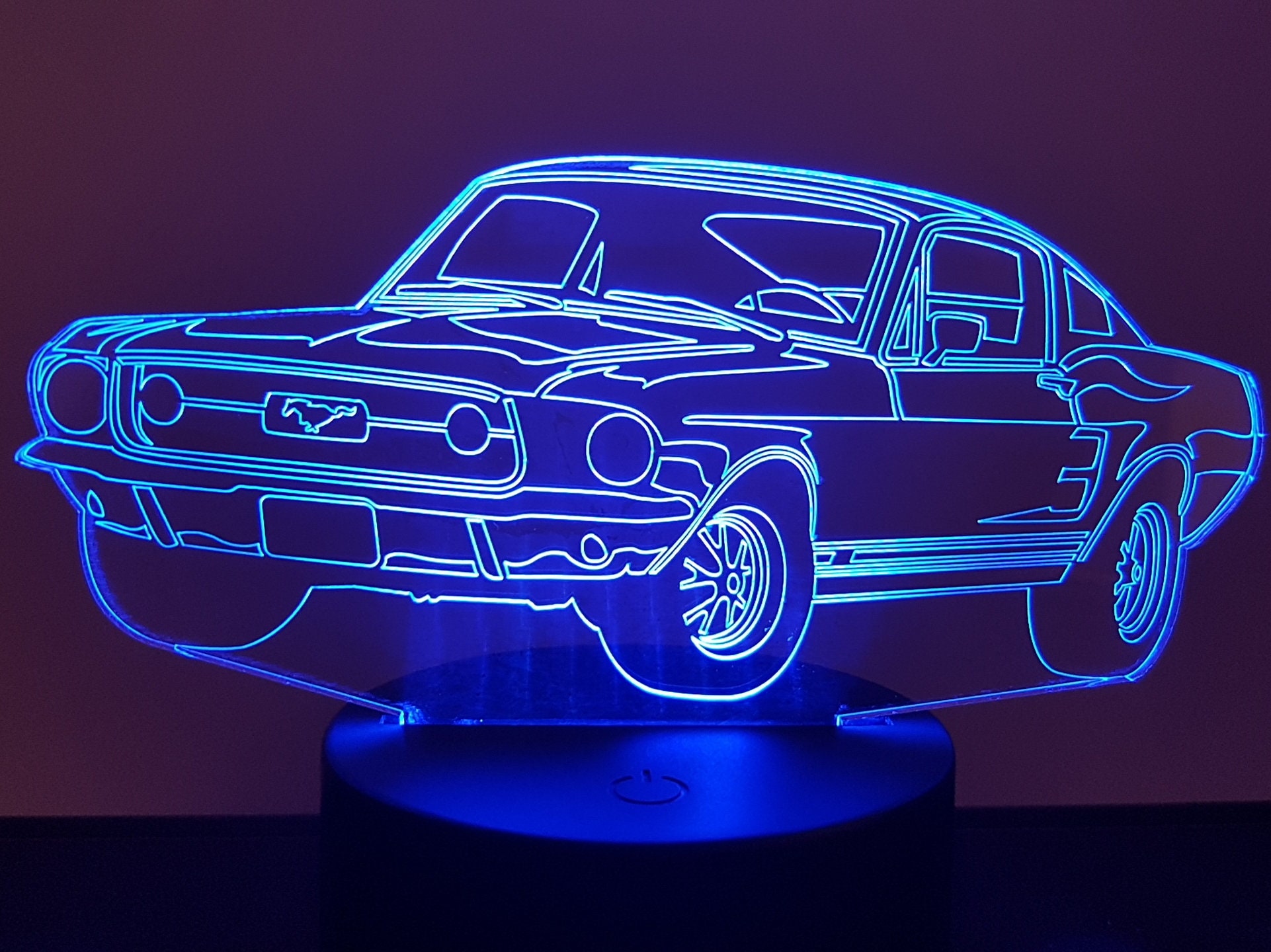 FORD MUSTANG Mood lamp 3D led laser engraving on acrylic | Etsy