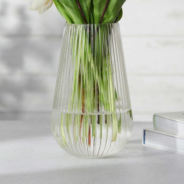 Ribbed Glass Vase - Etsy UK