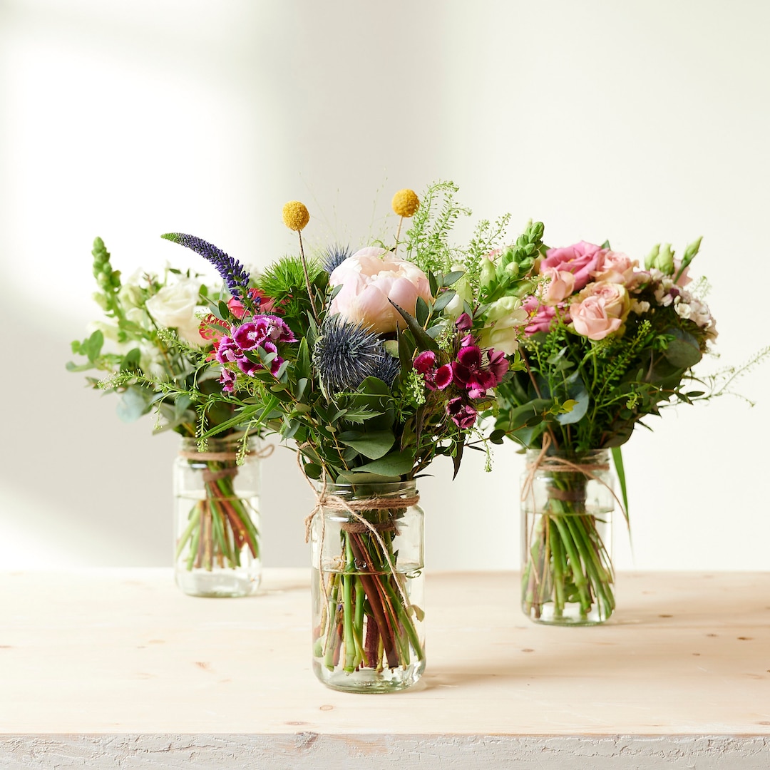Little Jam Jar Fresh Summer Garden Posy Jars Fresh Seasonal Flowers for ...