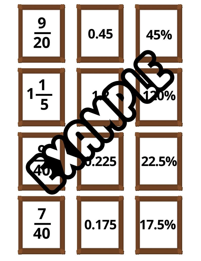 Fraction Cards | Matching Game | Fractions | Percentages | Decimals ...