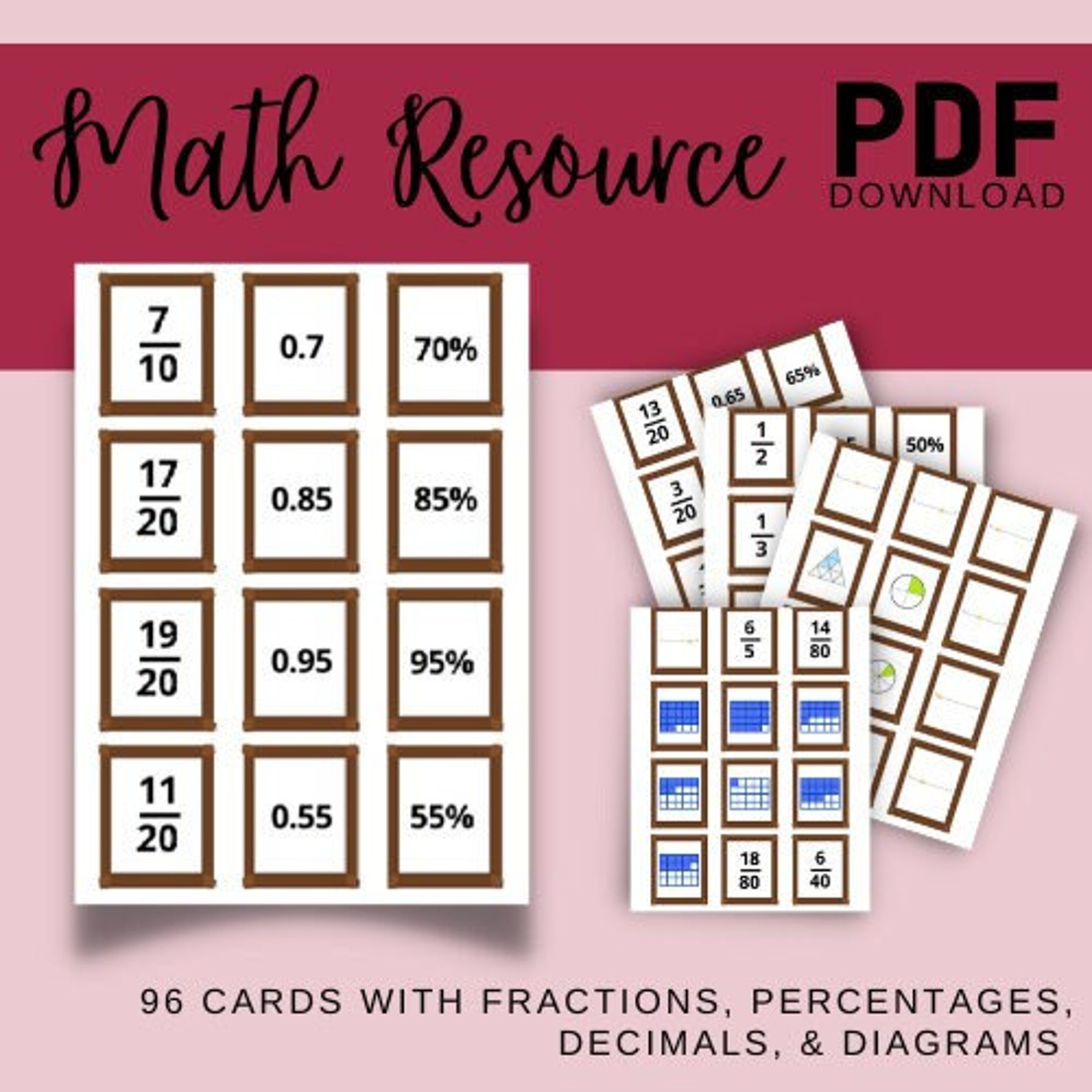 Fraction Cards | Matching Game | Fractions | Percentages | Decimals ...