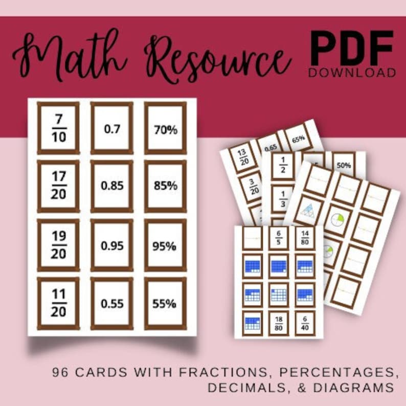 Fraction Cards | Matching Game | Fractions | Percentages | Decimals ...